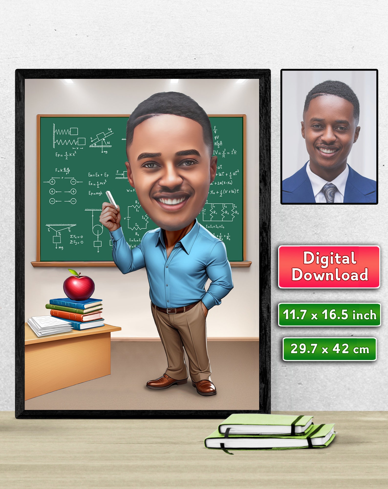 Personalized Caricature of a Male Physics Teacher, Custom Physics ...