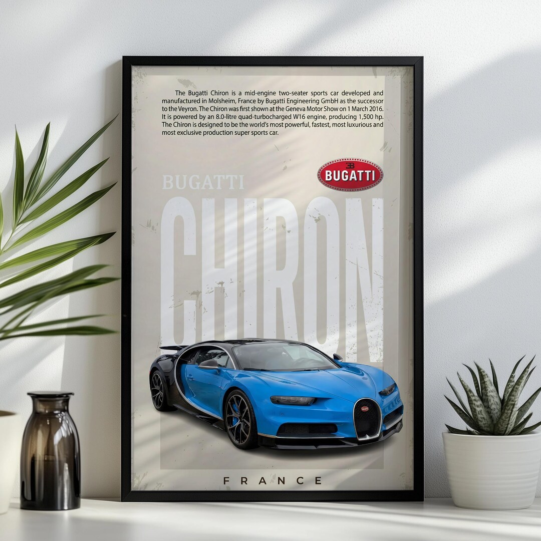 Bugatti Chiron Poster, Car Posters, France, Supercar Art, Auto Posters ...