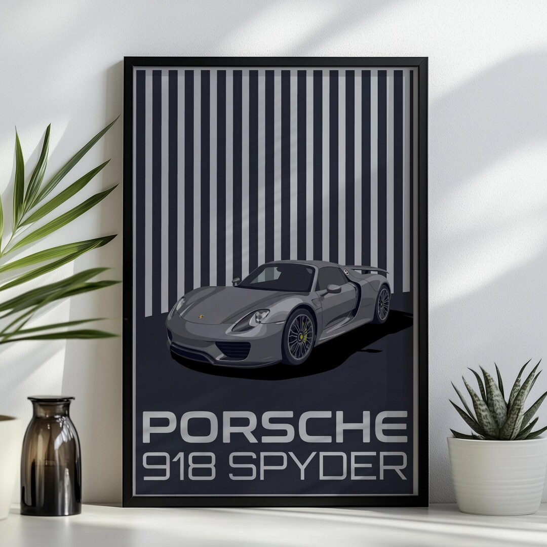 Porsche 918 Spyder Minimalist Poster - Retro Flat Vector Car Art ...
