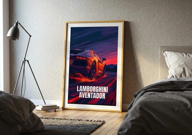 Lamborghini Aventador Synthwave Poster - Outrun Style Neon Vector Art ...