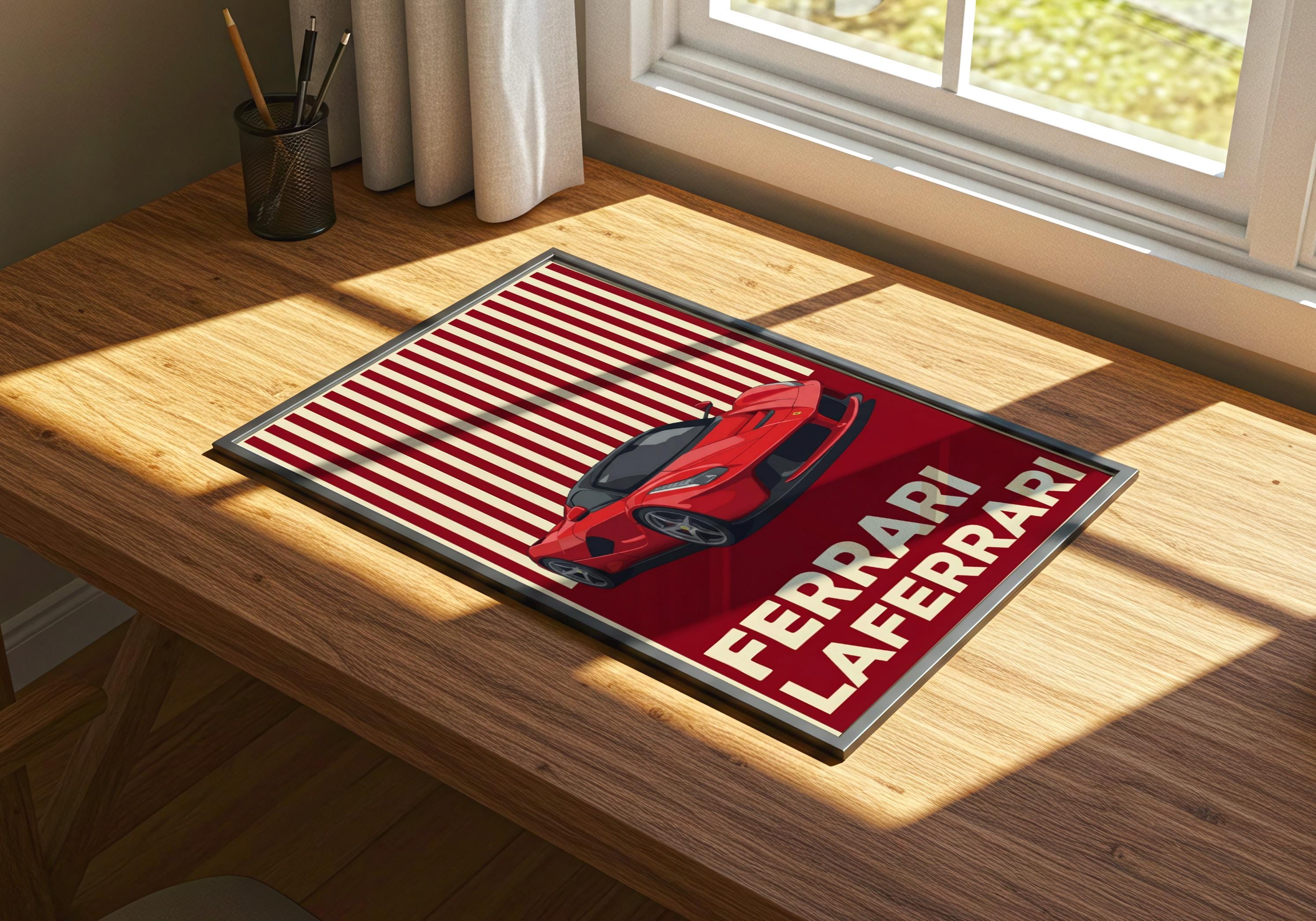 Ferrari Laferrari Minimalist Poster - Retro Flat Vector Car Art ...