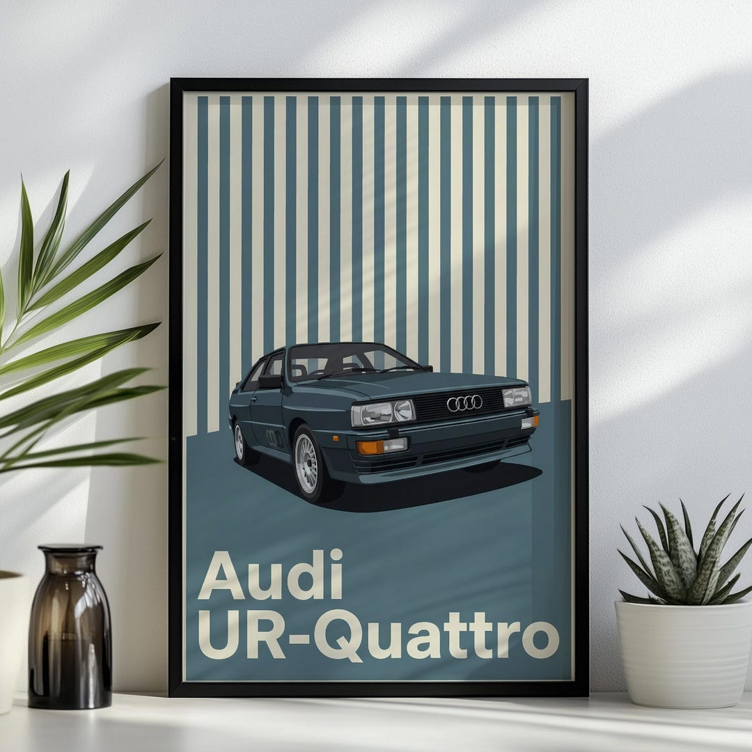 Audi UR Quattro Minimalist Poster - Retro Flat Vector Car Art - Modern ...