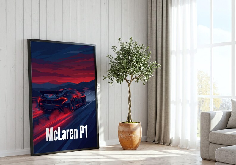 Mclaren P1 Synthwave Poster - Outrun Style Red Vector Art - Retro 80s ...
