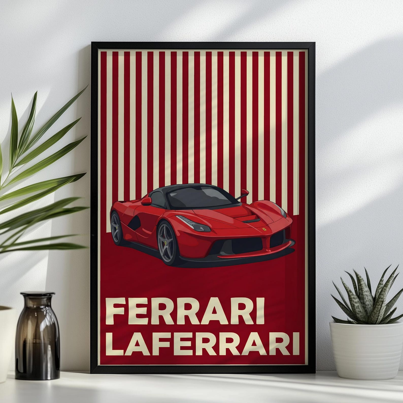 Ferrari Laferrari Minimalist Poster - Retro Flat Vector Car Art ...