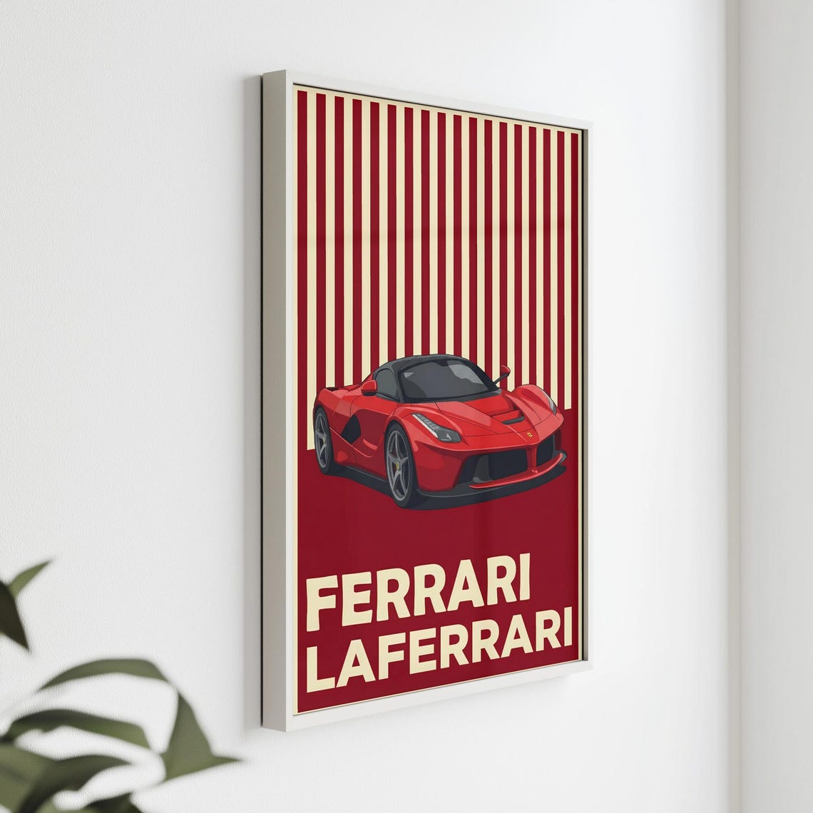 Ferrari Laferrari Minimalist Poster - Retro Flat Vector Car Art ...