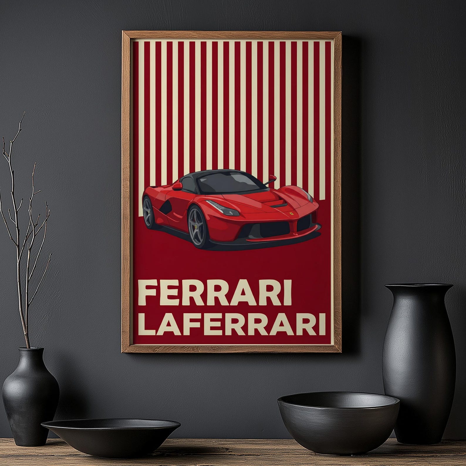 Ferrari Laferrari Minimalist Poster - Retro Flat Vector Car Art ...