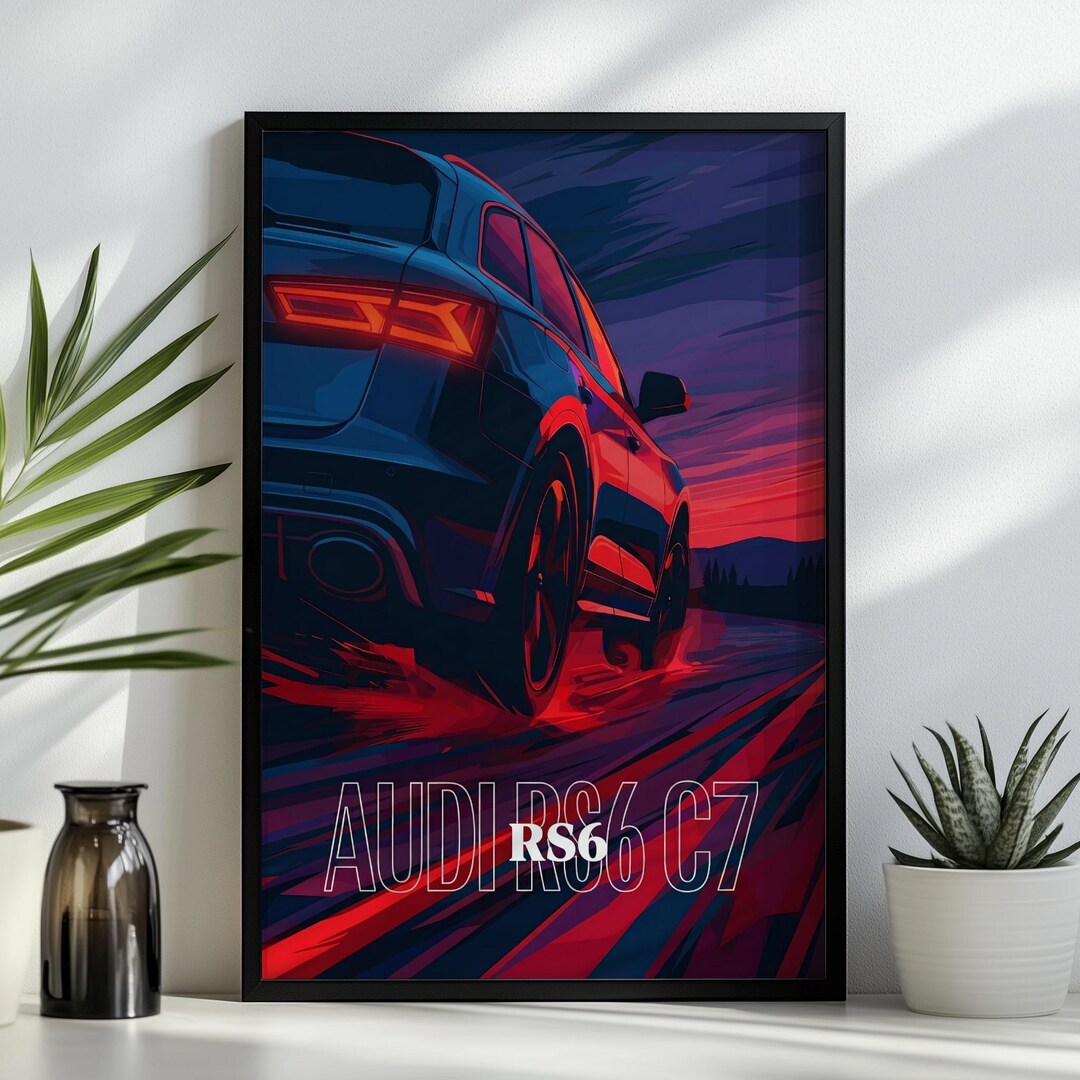 Audi RS6 C7 Synthwave Poster - Outrun Style Red Vector Art - Retro 80s ...