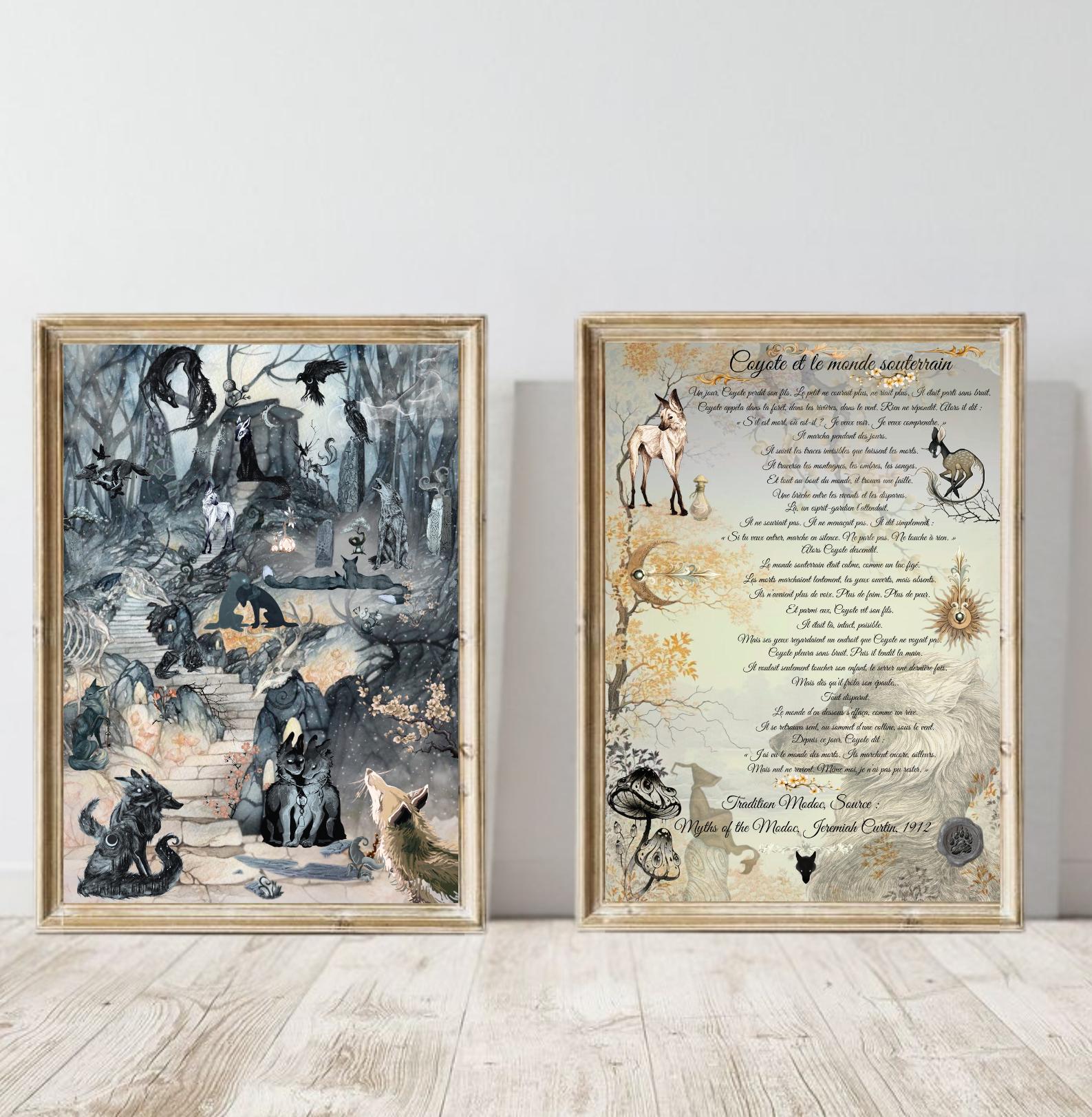 Coyote and the Underworld, Printable Modoc Legend Poster, Mystical ...