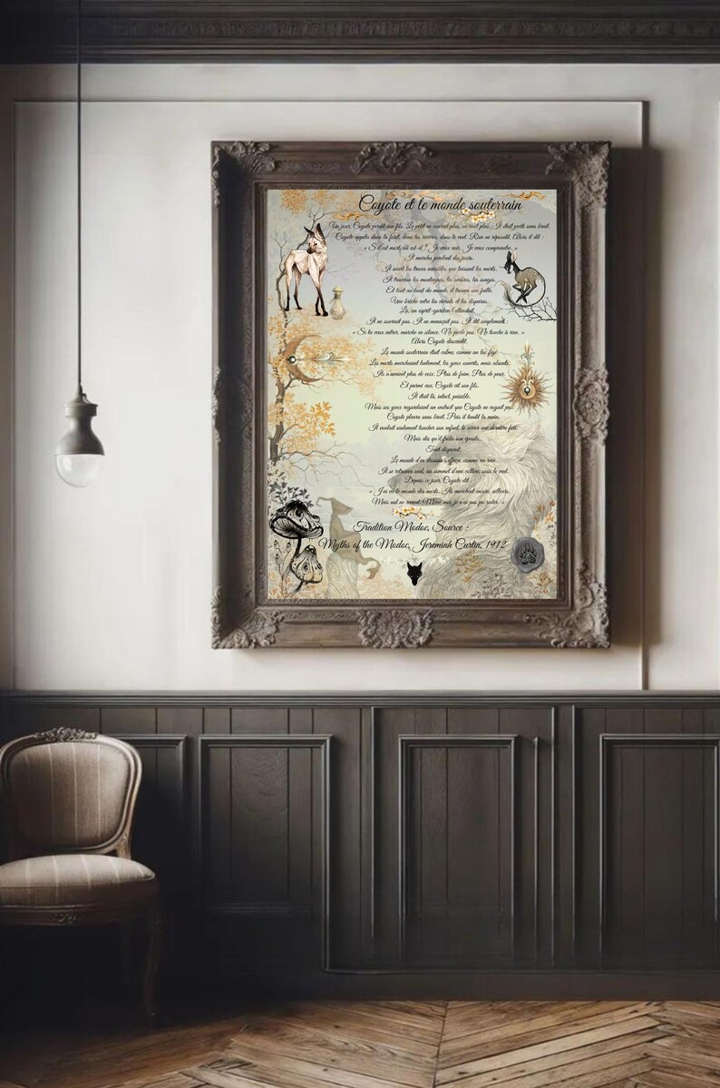 Coyote and the Underworld, Printable Modoc Legend Poster, Mystical ...