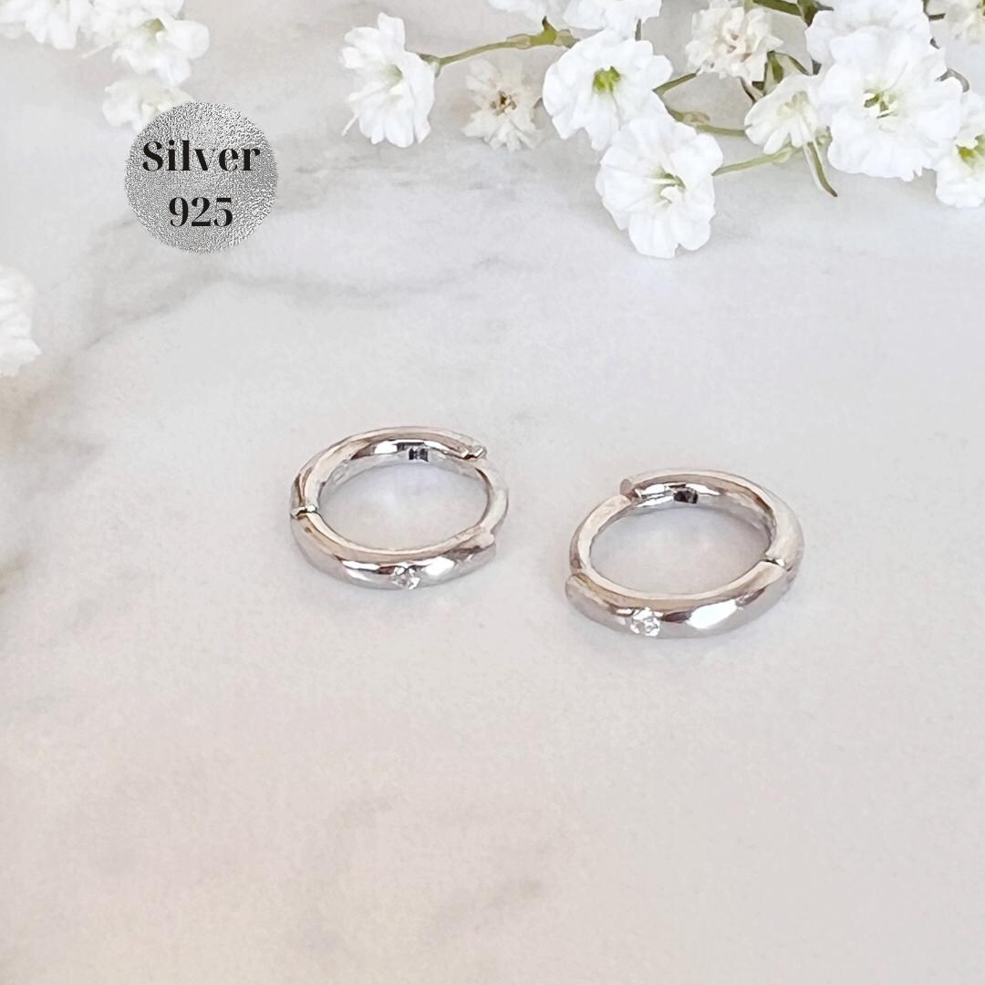 Tiny 8 Mm CZ Silver 925 Tragus Huggie Hoop Earrings, Second Hole Rook ...