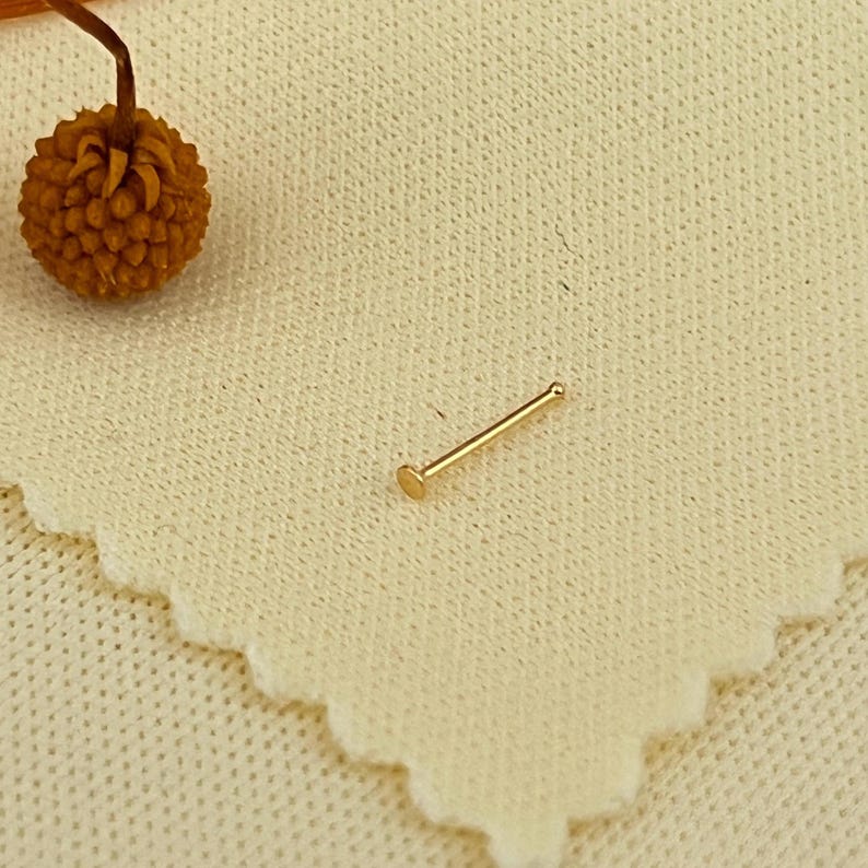 Tiny Silver Disc Dot Nose Bone Stud, Flat Top Fine Nose Ring ...