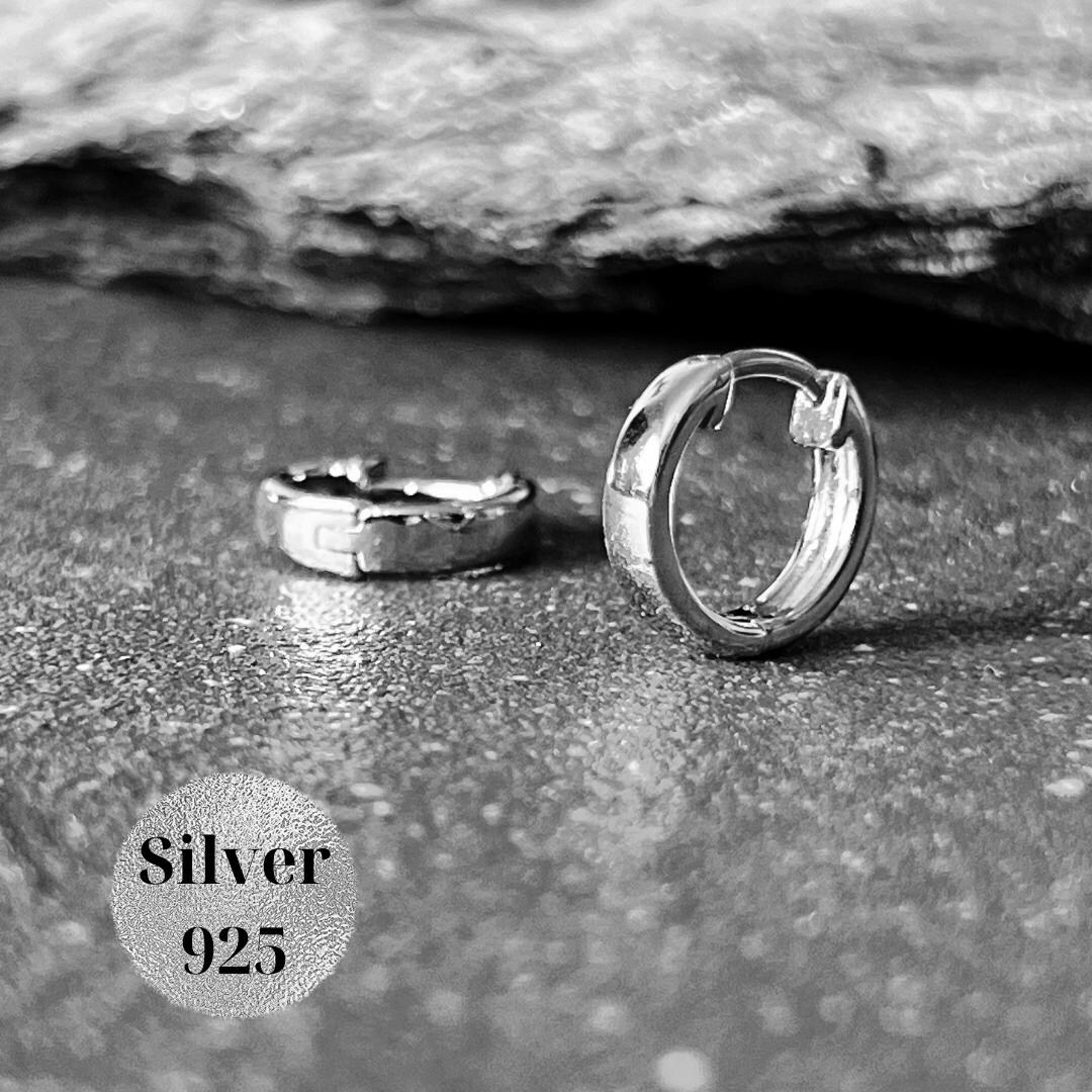 Wide Mens Sterling Silver Hoop Earrings, Classic Thick 12mm Hoops, Men ...