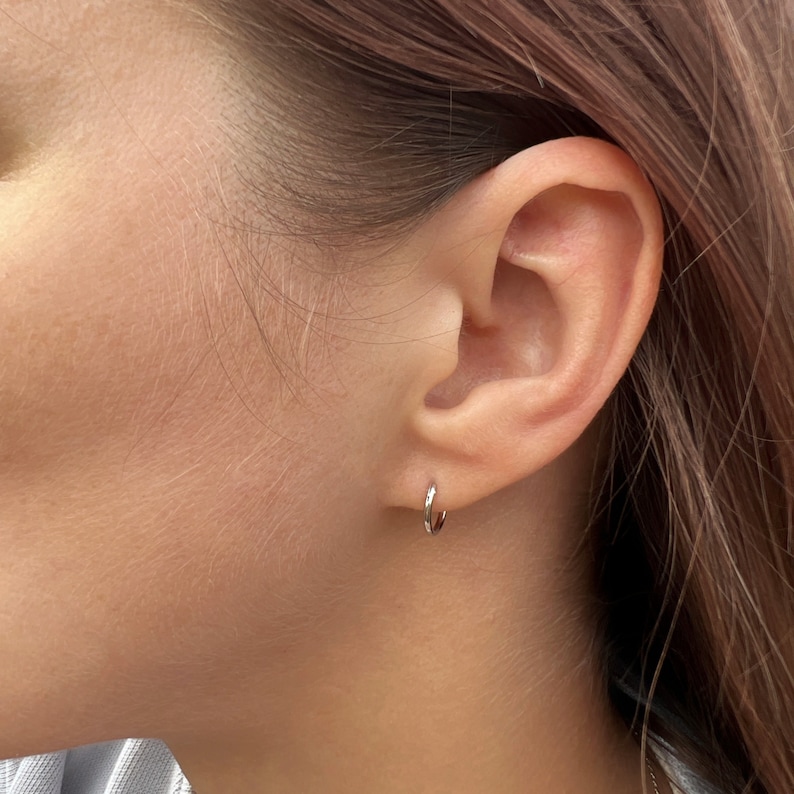 Timeless Platinum Plated Ear Hoops, Small Silver Hoop Earrings, Silver ...