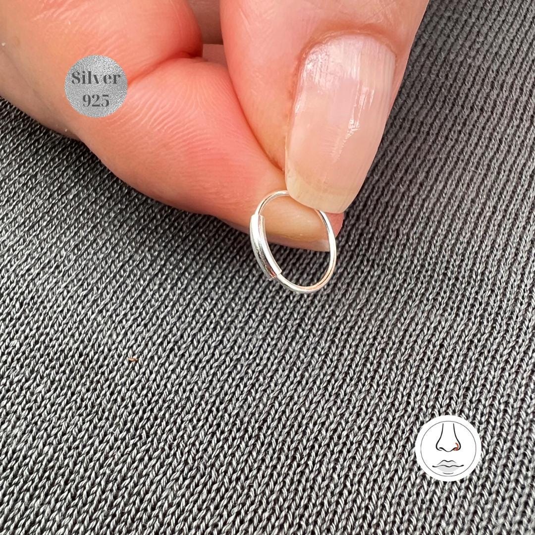 Minimalist 9mm Nose Sterling Silver Hoop, Septum Nose Piercing, Extra ...