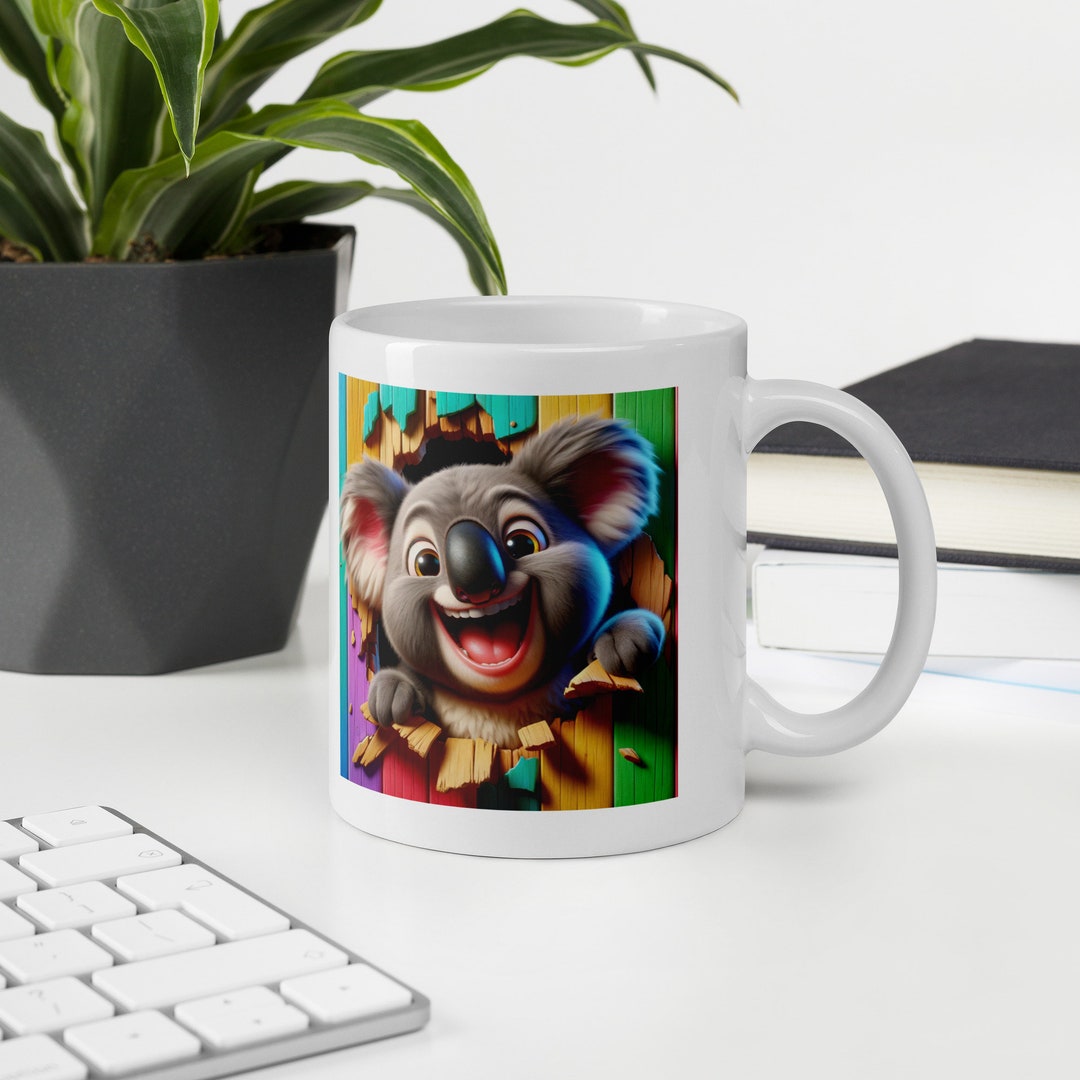 Cheerful Koala Coffee Mug Cute Animal Tea Cup, Playful Koala Bear ...