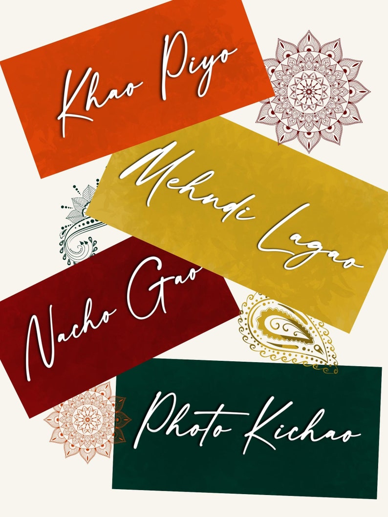Colorful Mehndi, Mayoon, and Dholki Signs. Welcome and Entrance Sign - Etsy