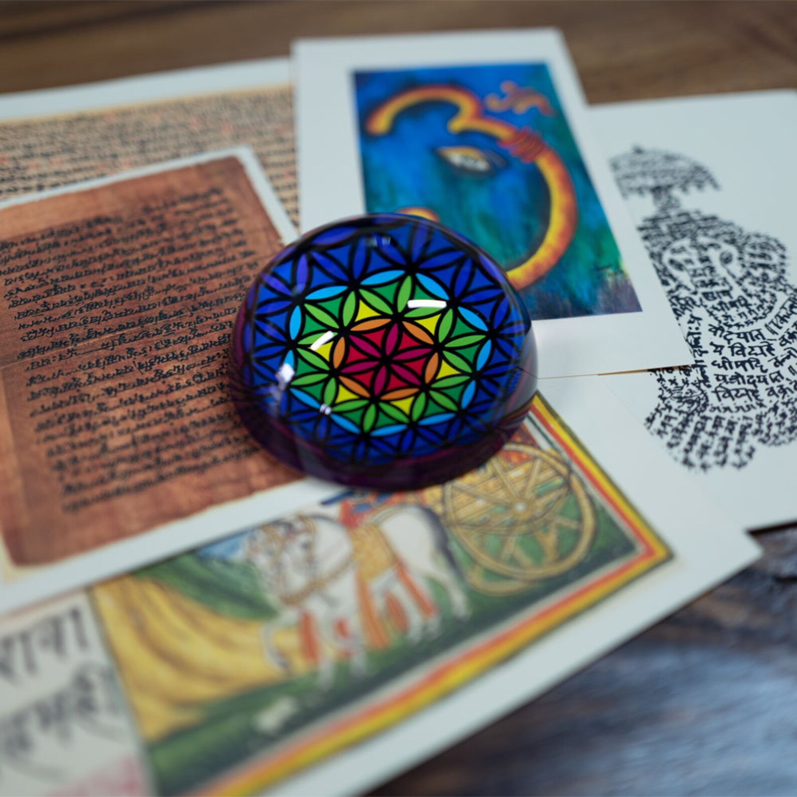 Sacred Geometry Glass Paper Weight- Flower of Life - Etsy