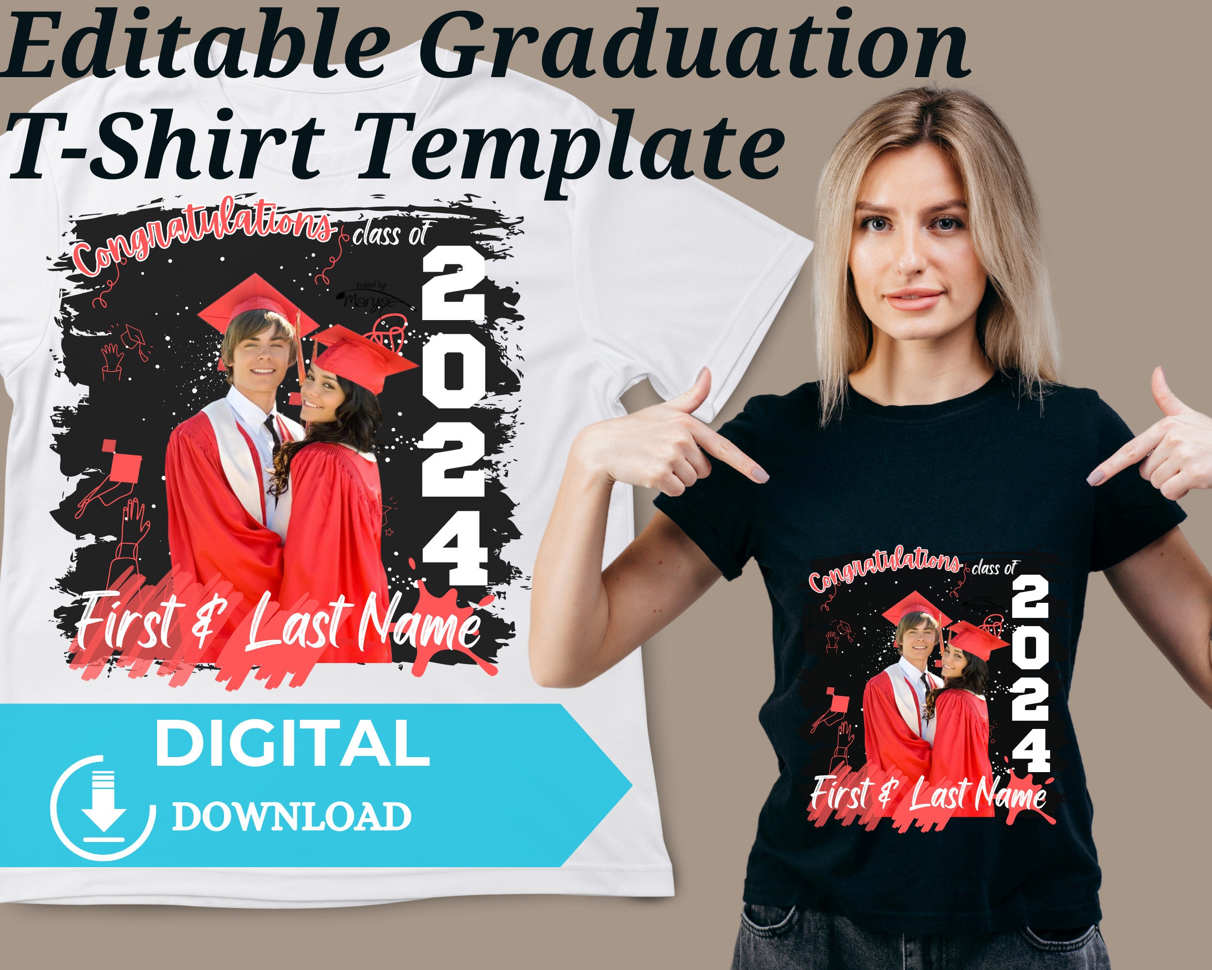 Congratulations Graduation SVG Template Tshirt & Mug Set, Grad Gift ...