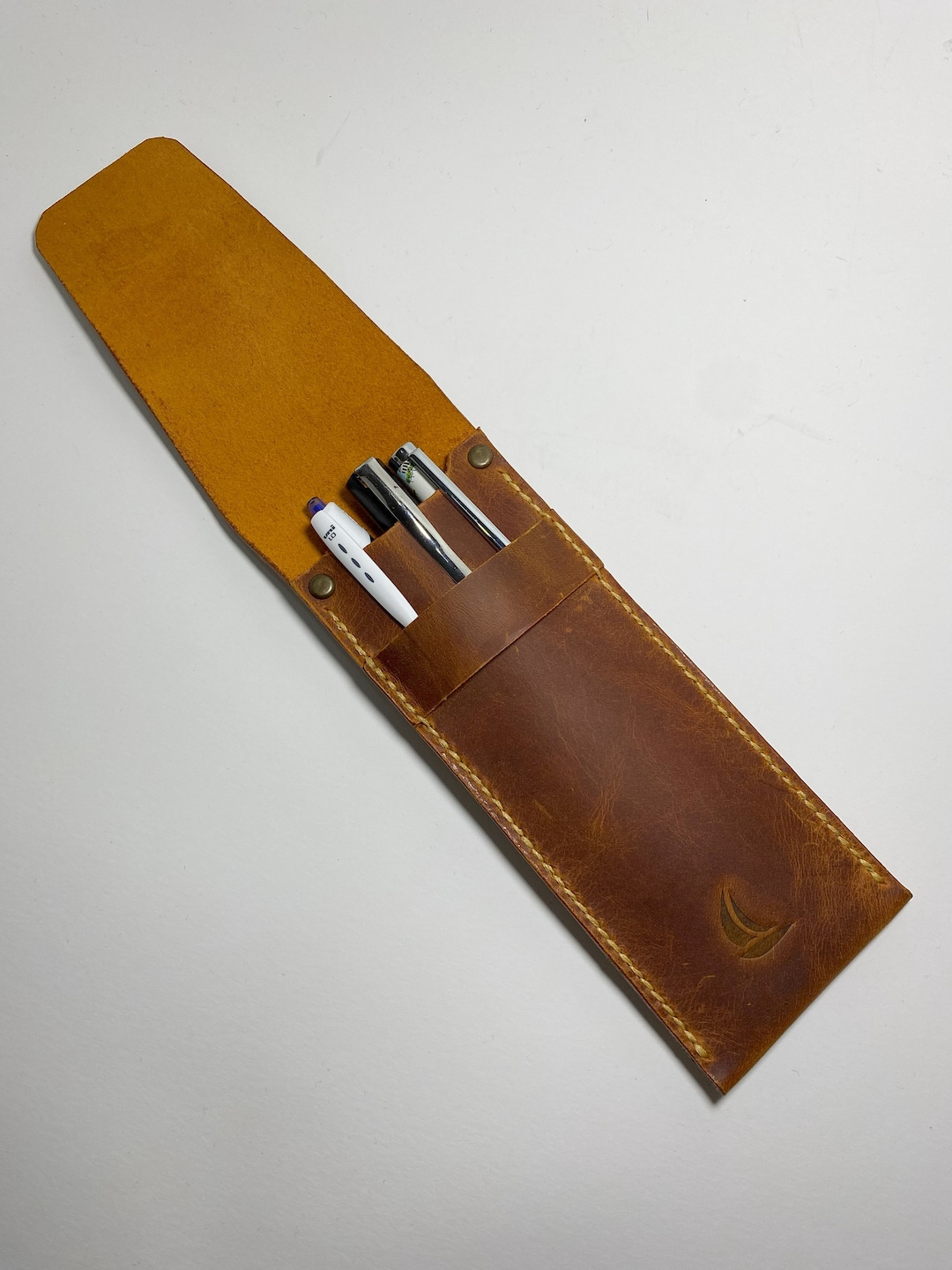Personalized Handmade Genuine Leather Pen Case, Handcrafted Pen Holder, Customized Pencil Case ...