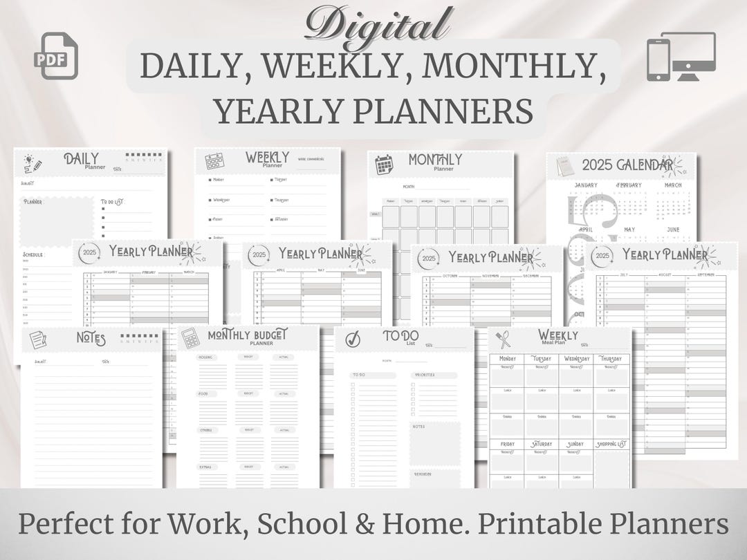 Editable Digital Daily, Weekly, Monthly, Yearly Planners and More ...