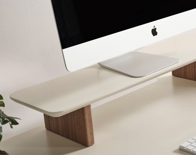 Monitor Stand, Work Desk Monitor Riser, Wood Monitor Shelf, Monitor ...