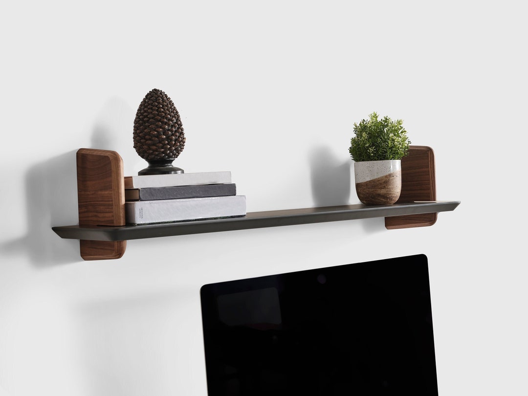 Wall Shelf, Wood Desk Shelves, Home Office Decor, Elegant Live Edge ...