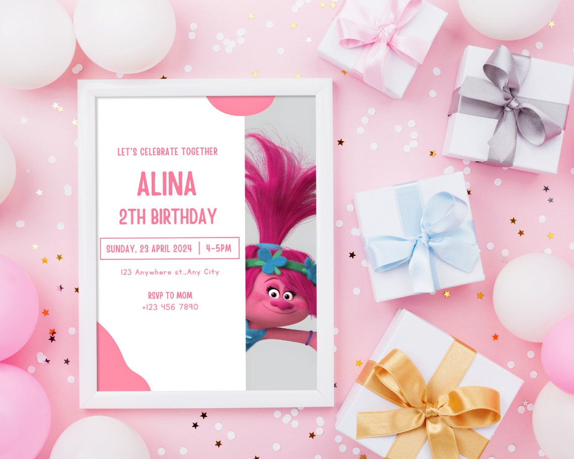 Editable Trolls Template, Editable Trolls Invitation Digital,printable ...