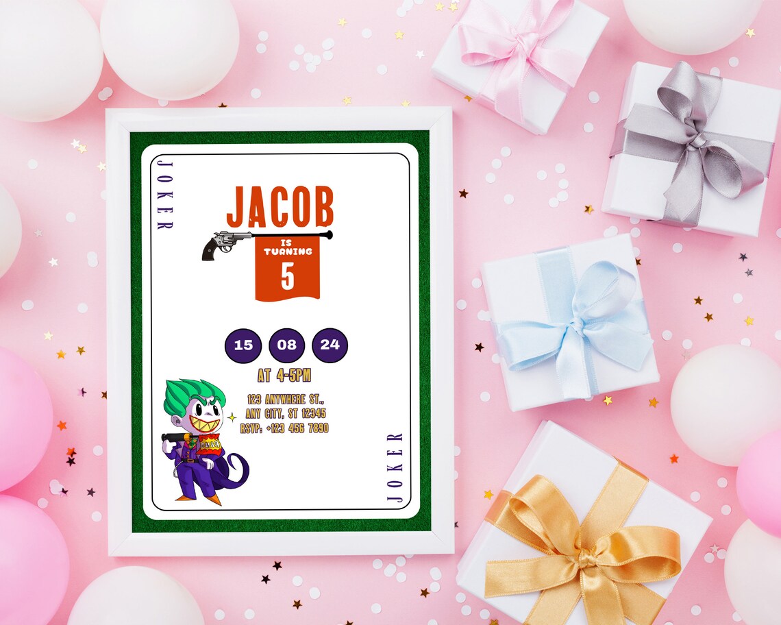 Editable Superhero Invitation Template, Editable Joker Birthday ...
