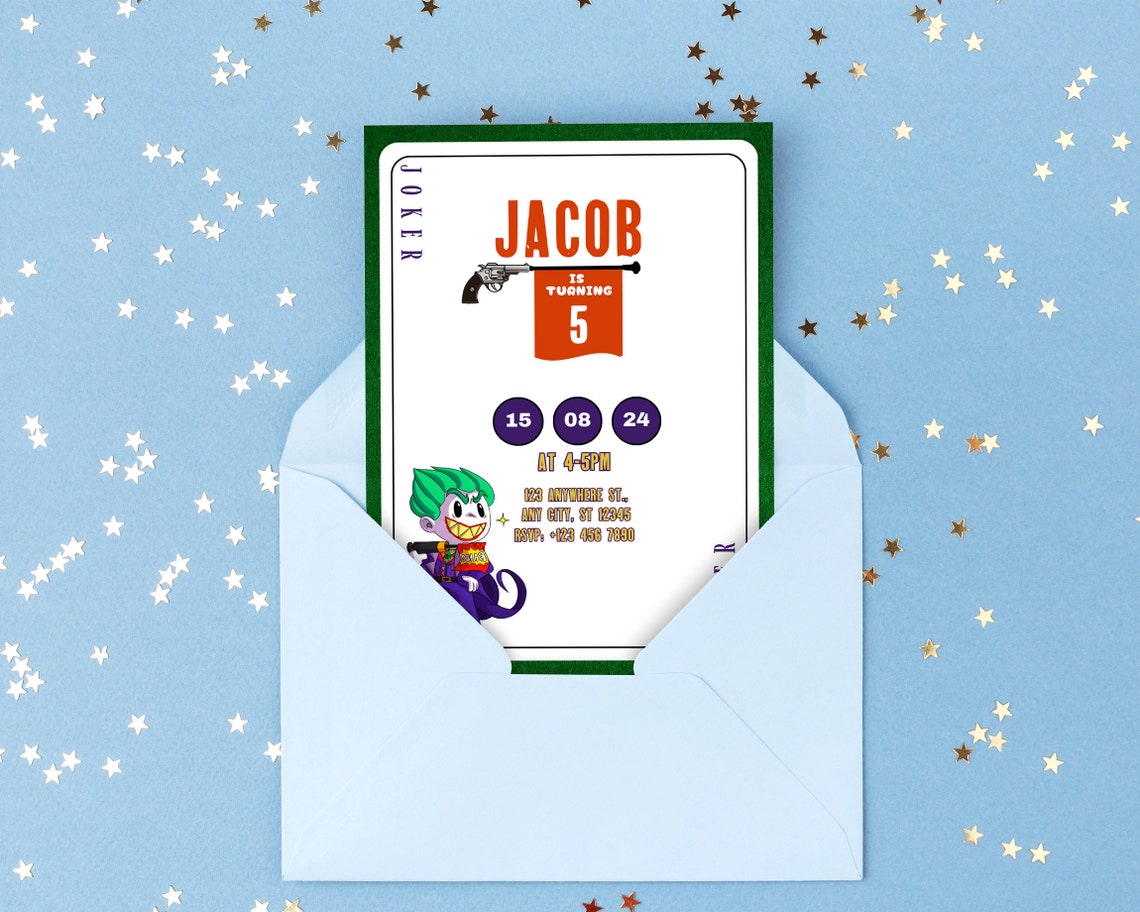 Editable Superhero Invitation Template, Editable Joker Birthday ...