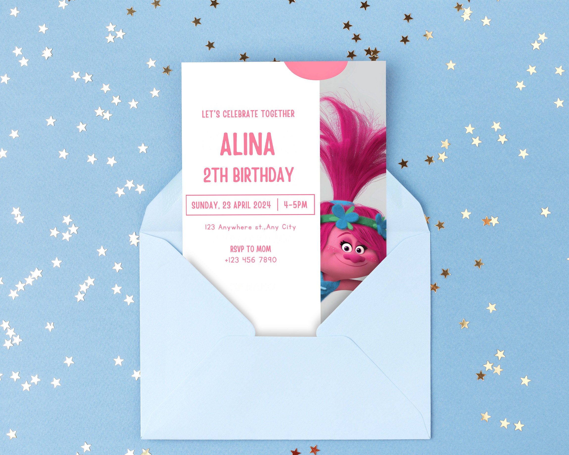 Editable Trolls Template, Editable Trolls Invitation Digital,printable ...