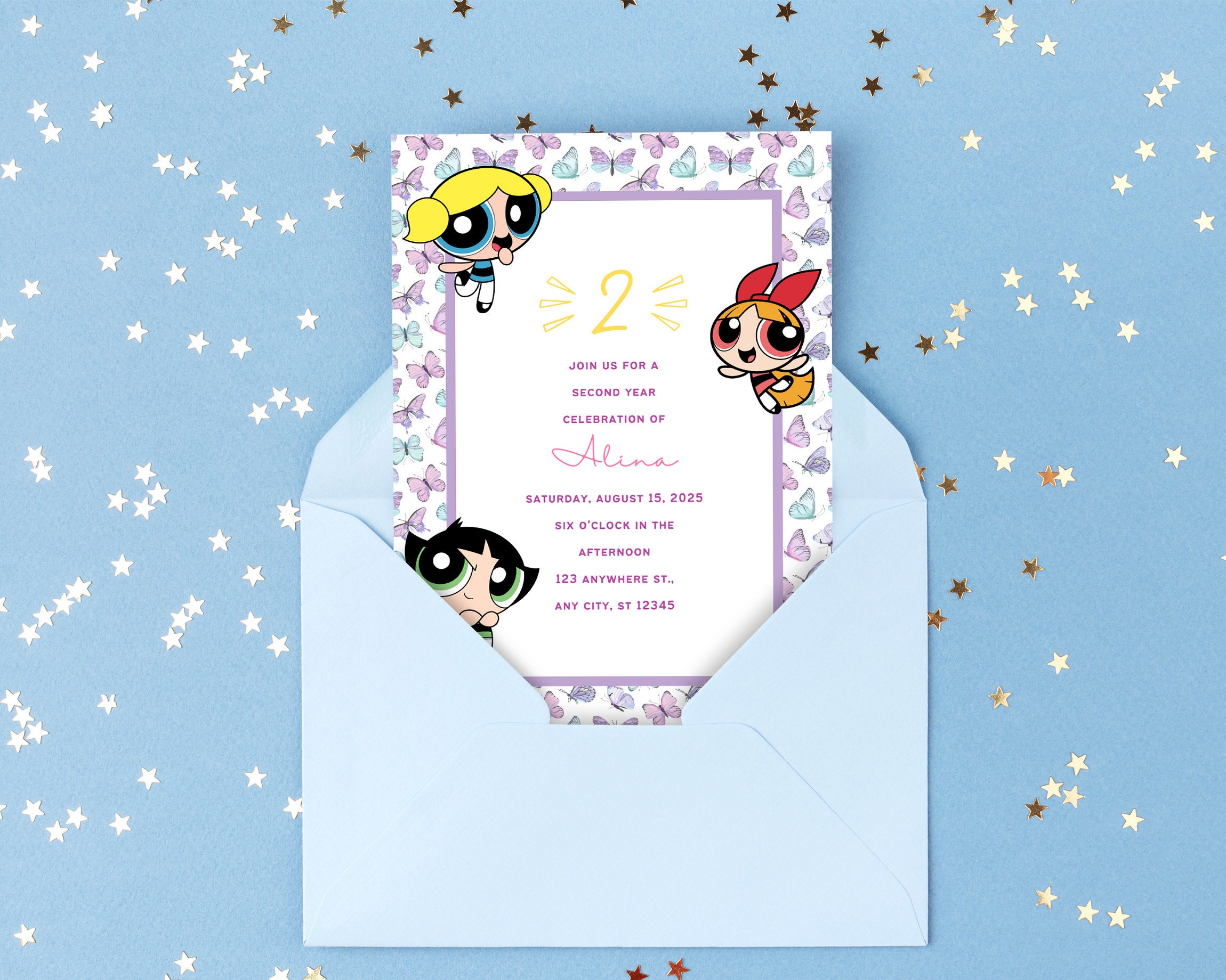 Editable Power Puff Girls Invitation Digital,printable Girls Birthday ...