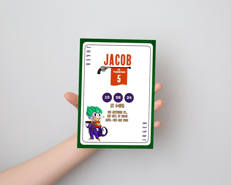 Editable Superhero Invitation Template, Editable Joker Birthday ...