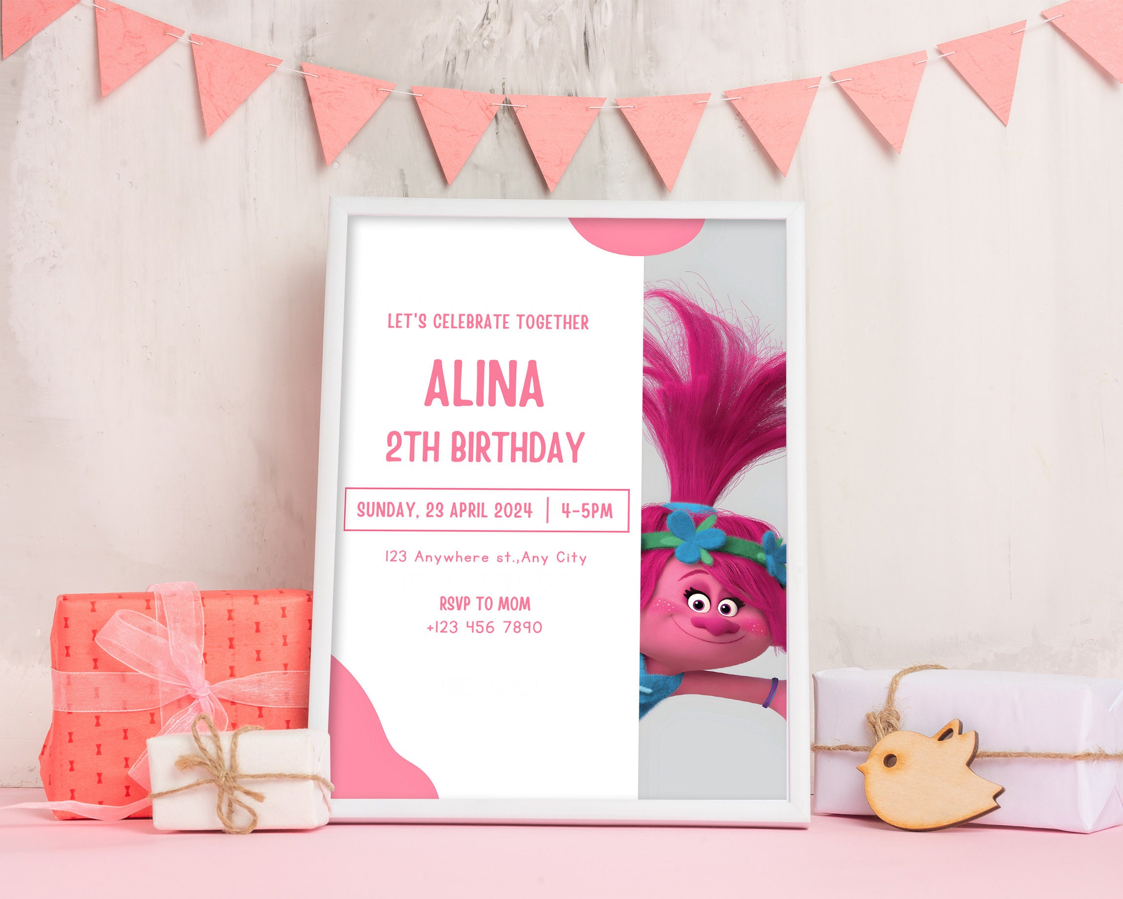 Editable Trolls Template, Editable Trolls Invitation Digital,printable ...