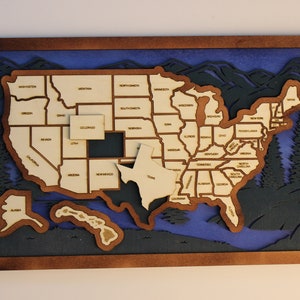 Laser Cut Multi-layered USA Travel Map With Removable States - Etsy