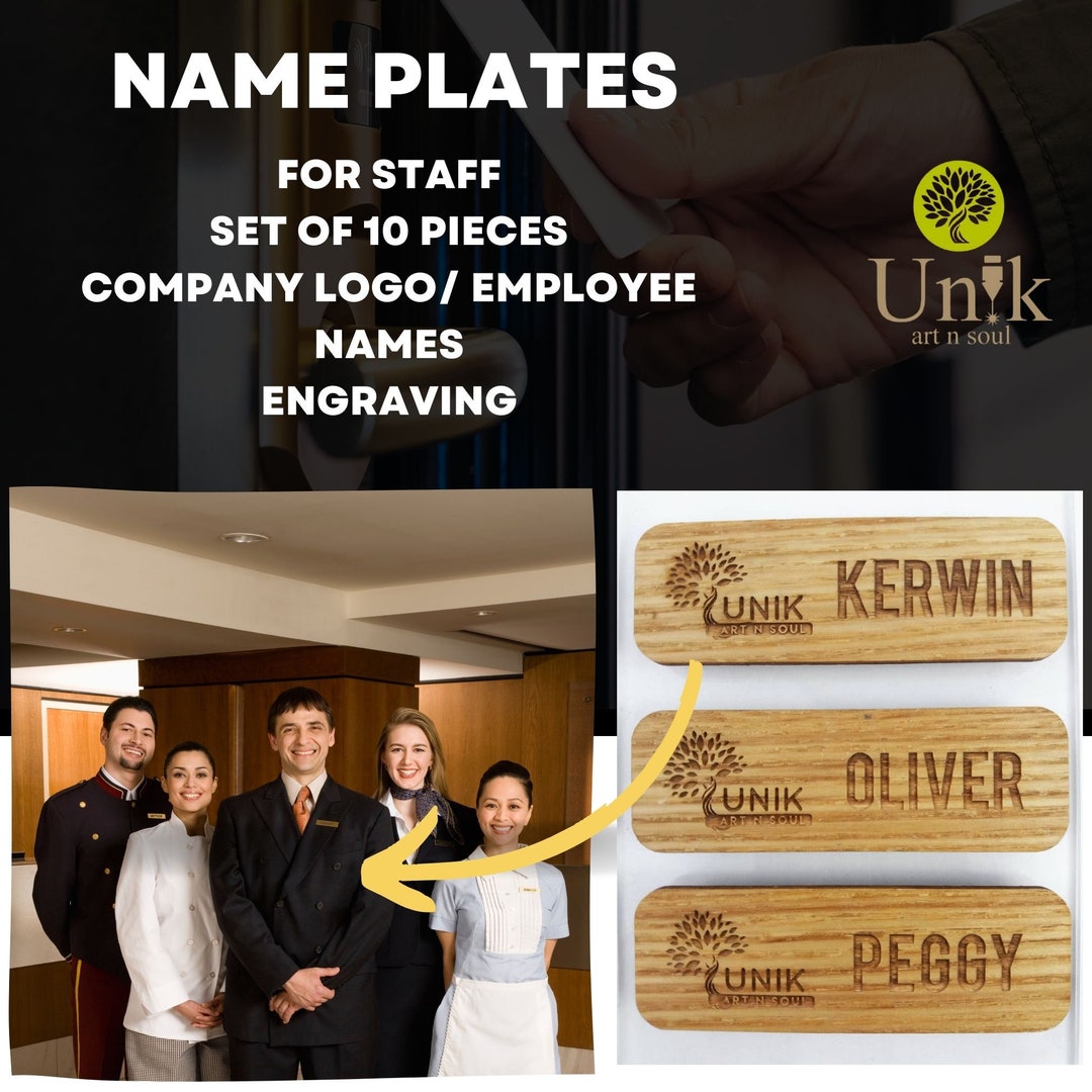 Name Badges Name Plates Set of 10 | Personalized Wooden Name Badge 10 ...