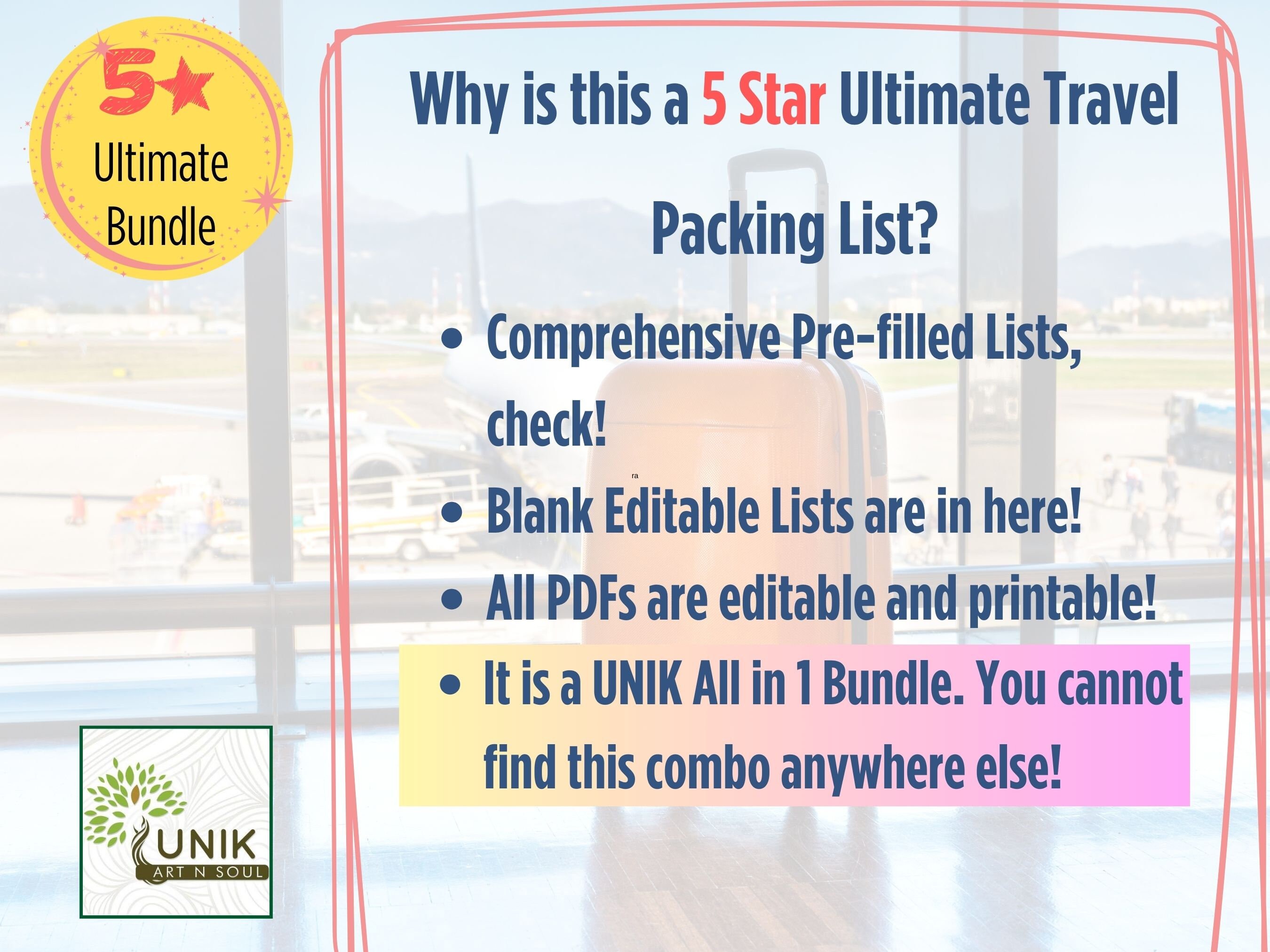 Travel Packing List, EDITABLE and PRINTABLE PDF, Ultimate Travel ...