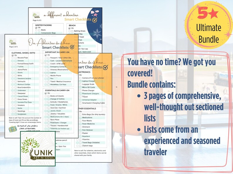 Travel Packing List, EDITABLE and PRINTABLE PDF, Ultimate Travel ...