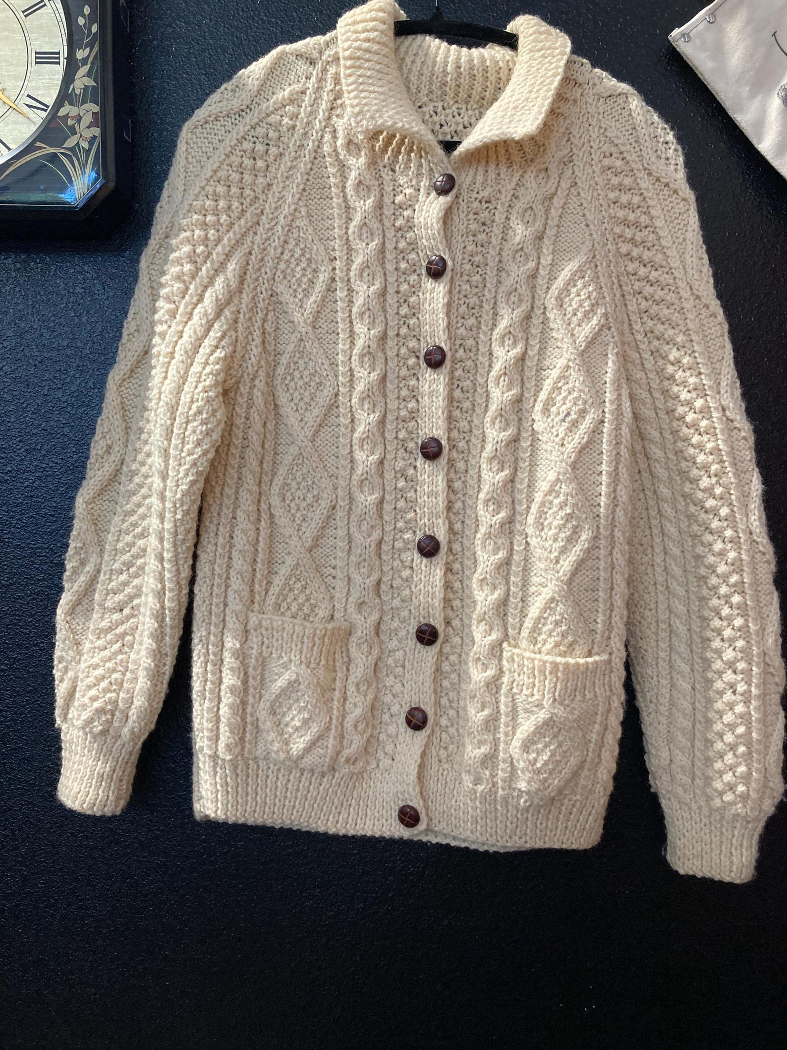 Vintage Irish Aran Cardigan | 100% Pure New Wool | Made in Ireland ...