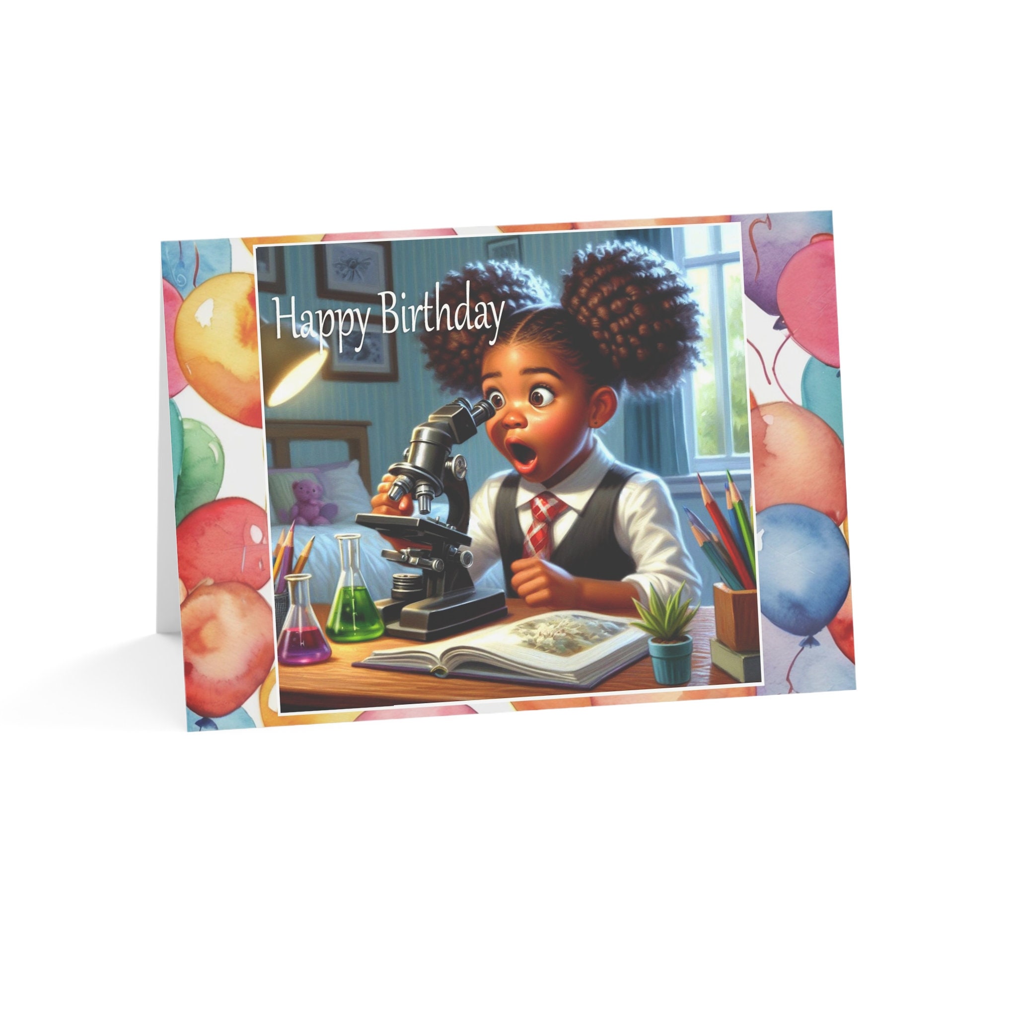 Lil Scientist V4 Kid's Greeting Cards, Birthday, Science, Cute, Girl ...