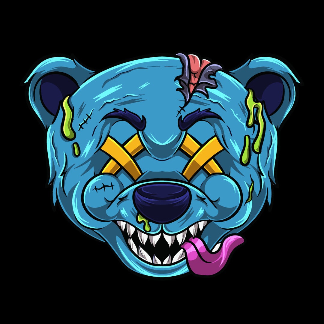 Patched up Blue Bear PNG VECTOR . AI - Etsy
