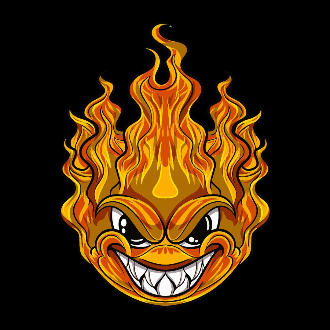 Fire Skull Angry Fireball Digital PNG VECTOR . AI - Etsy