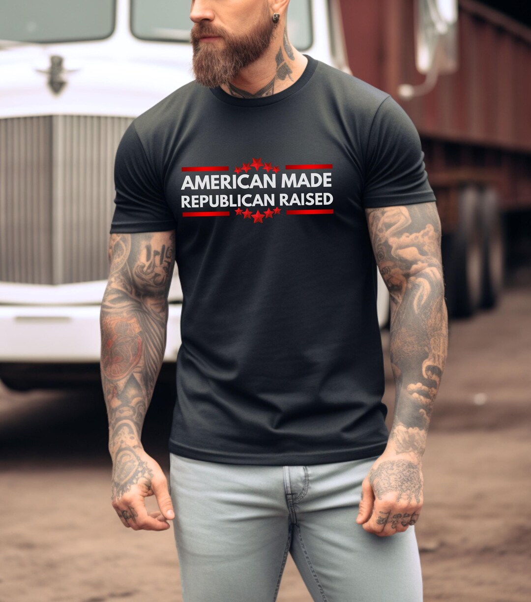 American Made Republican Raised Sweatshirt, Patriotic Conservative ...