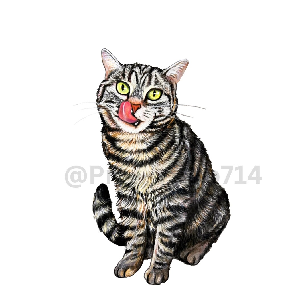 Cat Drawing Digital Download, Printable Cat Art, Gift for Cat Lovers ...