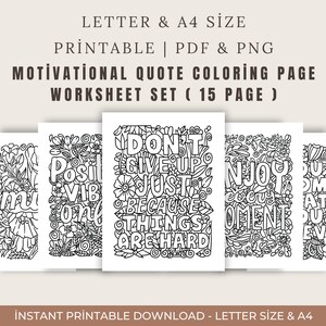 Motivational Quoete Coloring Page Floral Designs PDF and PNG Coloring ...