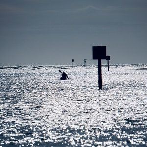 Sunlit Ocean Waves Monochrome Photo, Reflective Water Surface Decor ...