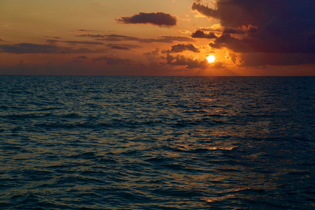 Ocean Sunset Wall Art Digital Photo Florida Local Naples Yellow Clouds ...