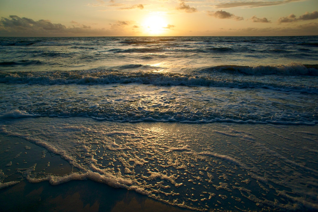Golden Hour Beach Sunset Photography Ocean Waves Sunset Print Calm ...