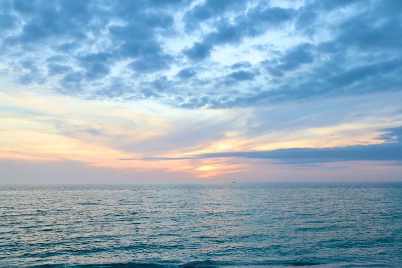 Cloudy Ocean Sunset Wall Art Serene Seascape Print Coastal Sky Photo ...