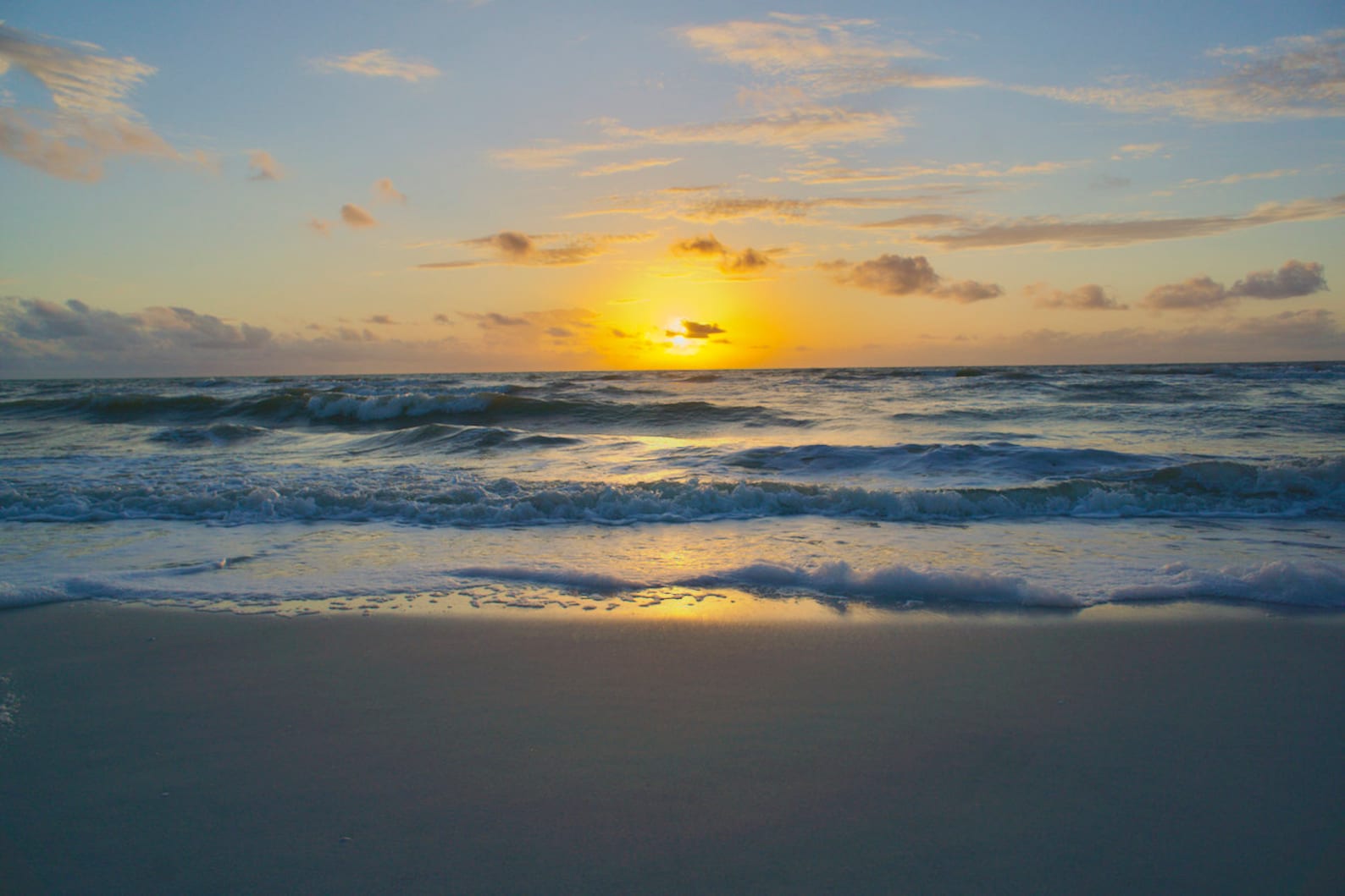 Sunny Beach Sunset Canvas, Golden Hour Waves Art Print, Coastal ...