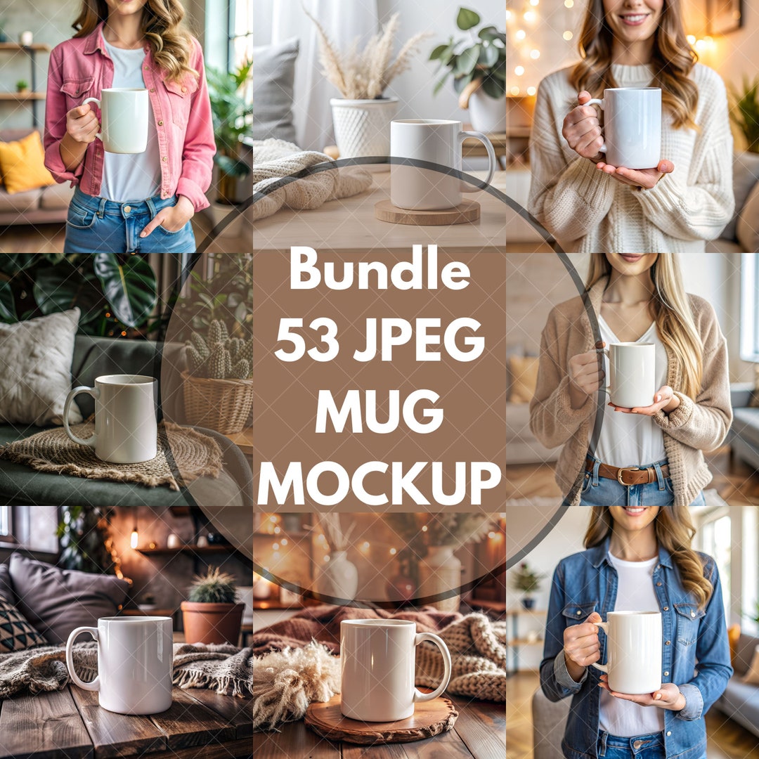 Canva Mug Mockup Bundle | 53 JPEG X Boho Blank Mug Mockup Bundle ...